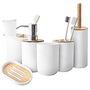 JIANWEI Bathroom Accessory, Bathroom Decor Accessories, Soap Dispenser, Toothbrush Holder, Toothbrush Cup, Soap Dish, Toilet Brush, Ideal for Bath Vanity Countertop Décor(Soap Dispenser)