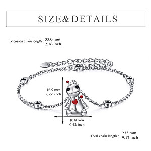 YFN Voodoo Bracelet Sterling Silver Witch Voodoo Bracelet Witch Gothic Jewelry Gifts for Women