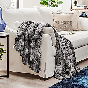 Chanasya Super Soft Fuzzy Faux Fur Throw Blankets - Fluffy Plush Lightweight Cozy Snuggly with Sherpa for Couch Sofa Living Room Bedroom - Grey Fall & Winter Home Decor (50x65 Inches) Gray Blanket