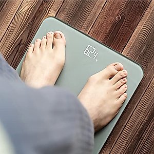 BAGAIL BASICS Bathroom Scale, Digital Weighing Scale with High Precision Sensors and Tempered Glass, Ultra Slim, Step-on Technology, Shine-Through Display - 15Yr Guarantee Grey
