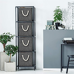 HSDT 10.5 Inch Storage Boxes Fabric Cube Storage Bins Foldable Storage Basket Grey Storage Cube Inserts with Handles Collapsible Orgnizing Bins for Storage Cubes Organizer,Package of 6, Q-ST-60-6