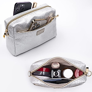 GAYI URBAN Glitter Crossbody Bags for Women, Sparkle Shoulder Handbags with Chain, Ladies Clutch Purses with Zipper Closure (Silver)