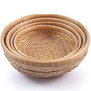 ECO FRIENDLY HOMEWARE VNCK Fruit Holder For Kitchen Countertop, Fruit Bowls For Table Centerpiece, Decorative Bowl, Fruit Bowl For Kitchen Counter (9.8", 11", 11.8", 13.4" diameter, 4 Pcs, Hole)