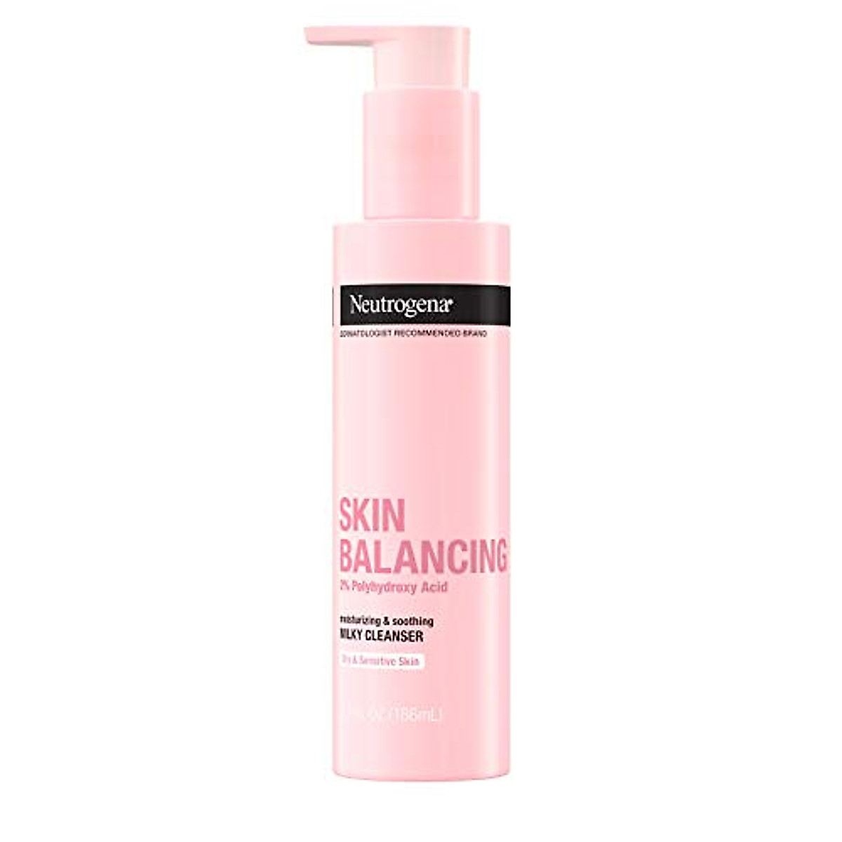 Neutrogena Skin Balancing Milky Cleanser with 2% Polyhydroxy Acid (PHA), Soothing & Moisturizing Face Wash for Dry & Sensitive Skin, Paraben-Free, Soap-Free, Sulfate-Free, 6.3 oz