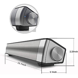 ASIYUN Soundbar 10W Wired and Wireless Speaker Audio Stereo Long-Standby for Smartphones Tablets Projector and Wireless Devices