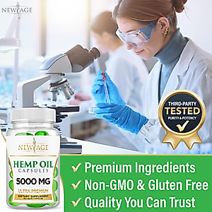 Hemp Oil Capsules Pills - 2 Pack - 5000 Hemp Oil Capsules - Made in The USA - Maximum Value - Rich in Omega 3,6,& 9