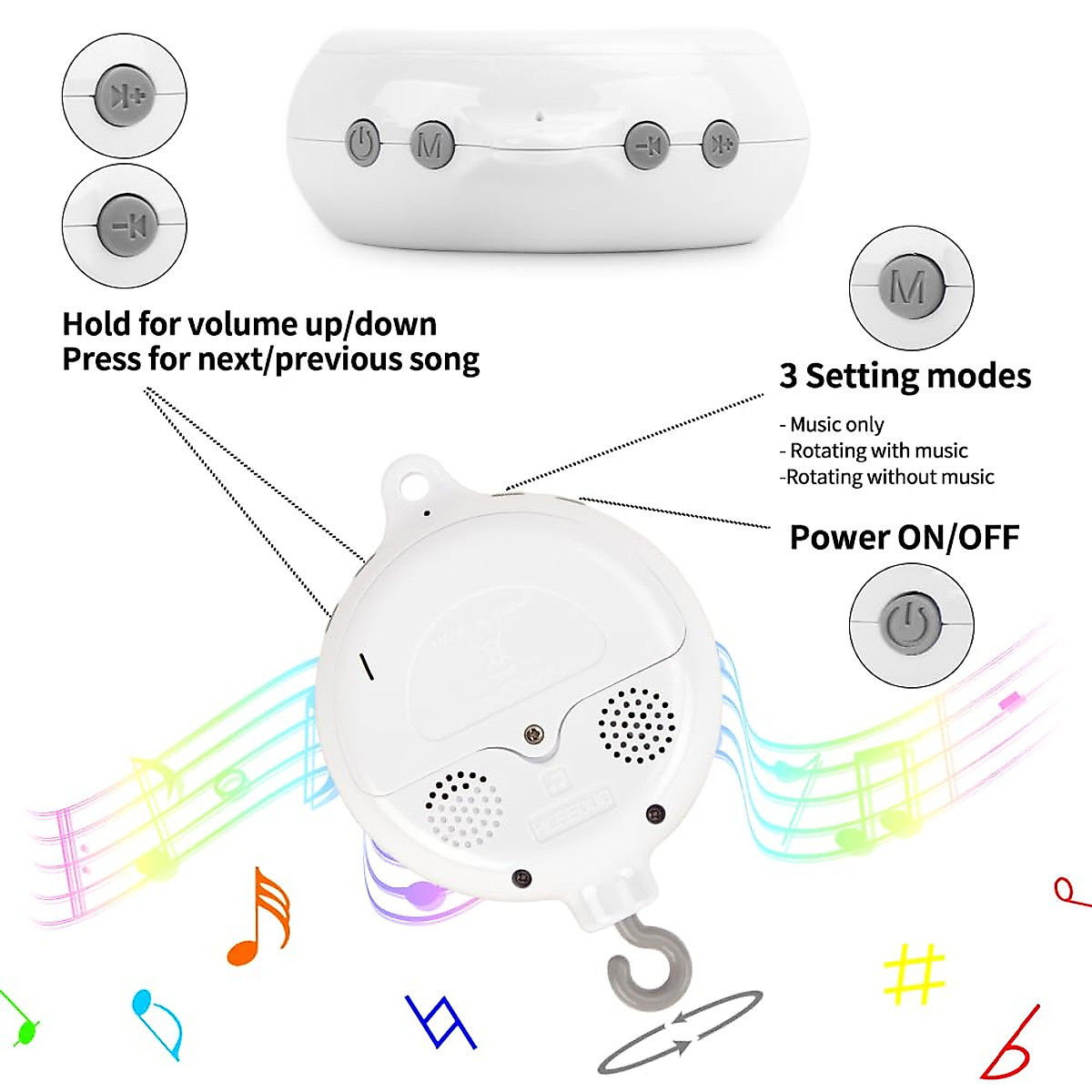 Baby Mobile for Crib Black and White High Contrast Baby Toys, Give Visual Stimulation Detachable Hanging Toys Nursery Mobile for Bassinet Boys & Girls