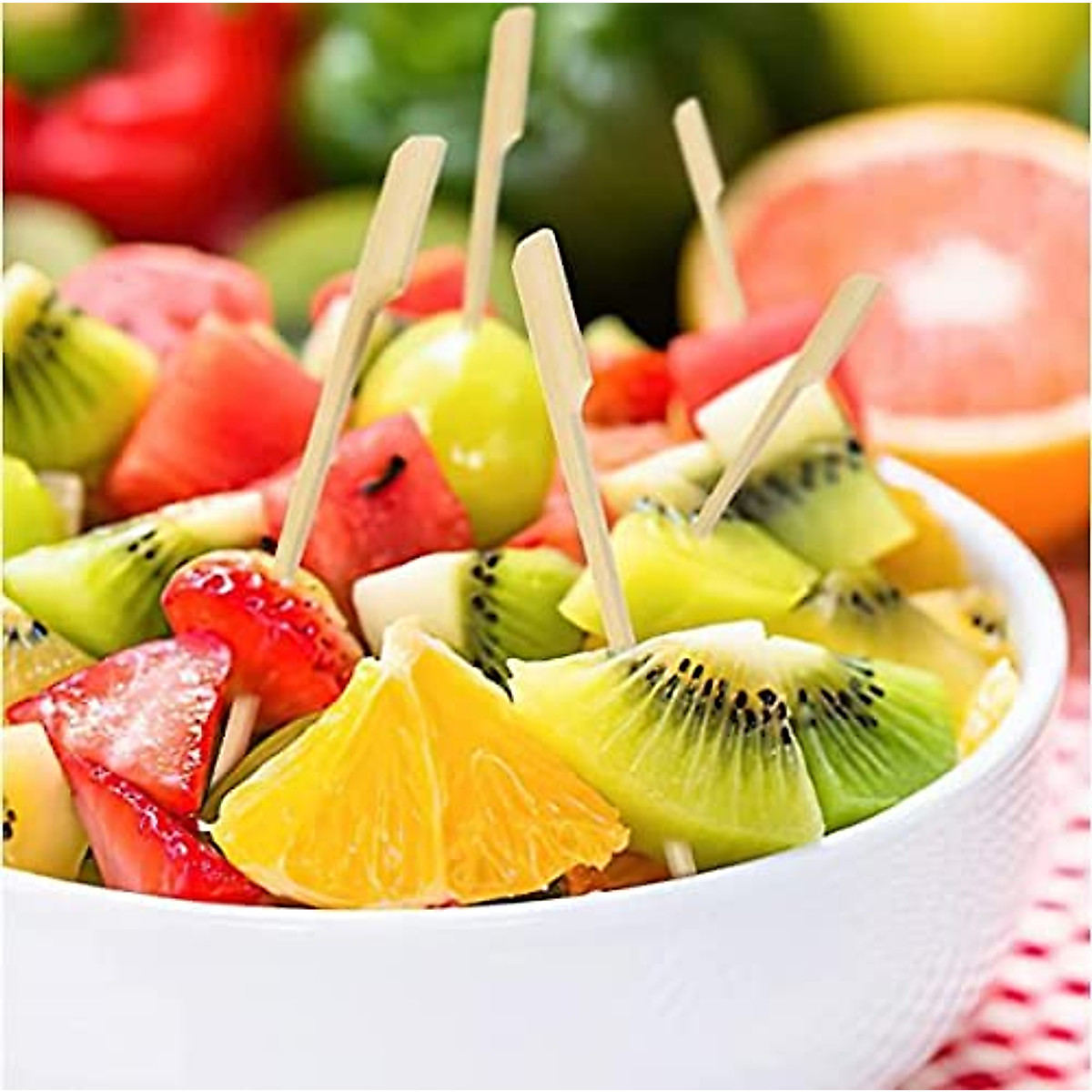 4.7 Inch Bamboo Skewers, 300 PCS Bamboo Paddle Wood Picks, Toothpicks for Appetizers, Cocktail Picks for Drinks, Food Picks, BBQ, Sandwich, Barbecue Snacks.