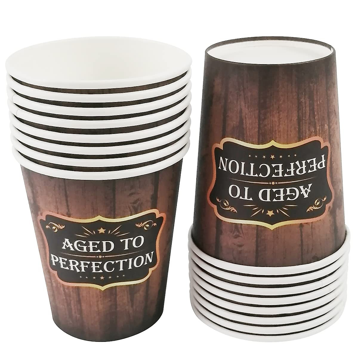 Cieovo Whiskey Party Supplies Set for 16 Guests Including Dinner Plates, Dessert Plates, Lunch Napkins, Cups for Whiskey and Beer Theme Birthday Family Party Decorations