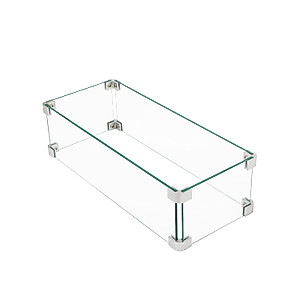 COSIEST Glass Wind Guard, Rectangle, Tempered Glass for Outdoor Fire Pit , 30x8x5.5 inches