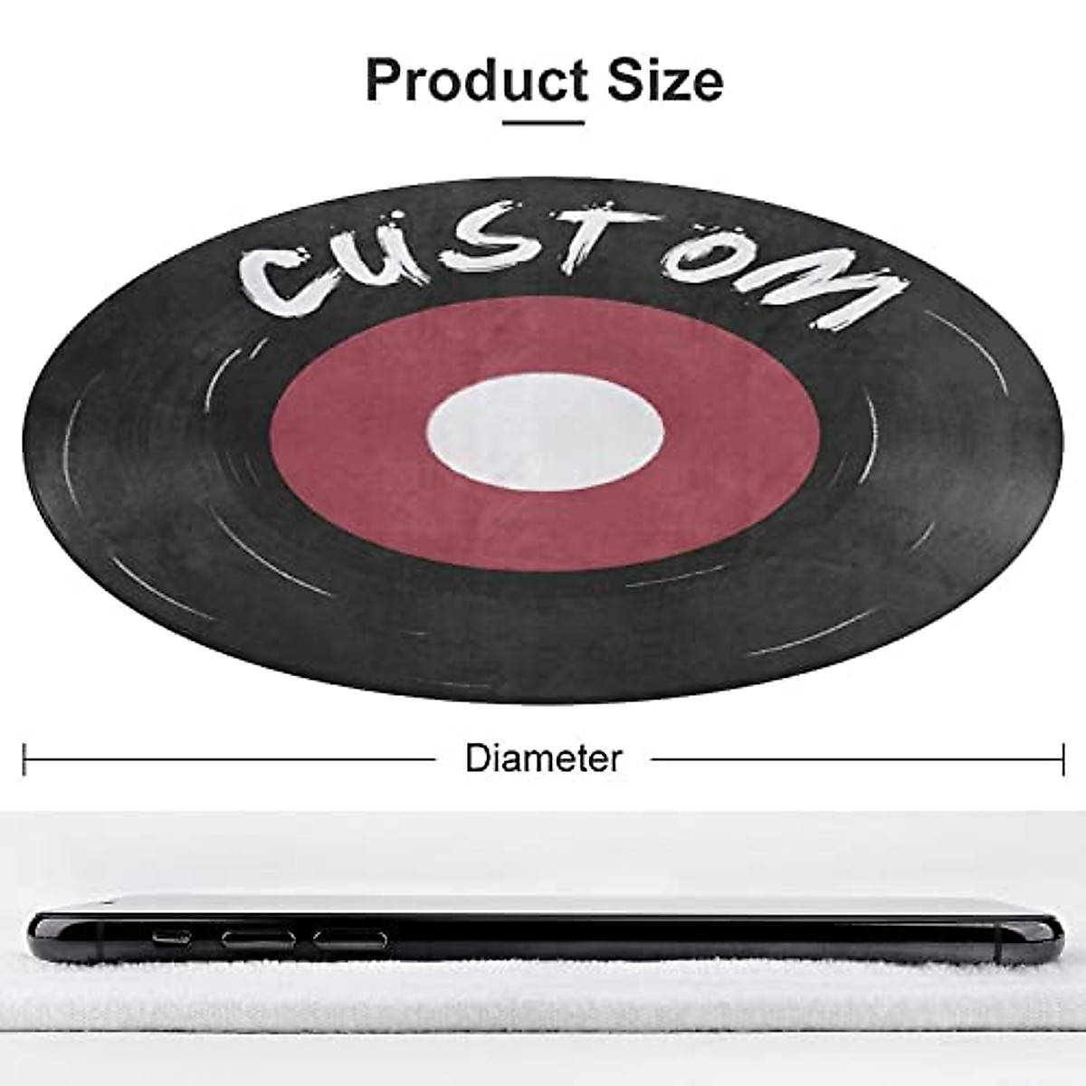 Personalized Your Own Area Rug, Customized Photo Text Carpets, Custom Soft Flannel Door Mats Decorative Home Garden Office Entry Welcome Rug (Circular - 23.6 in)