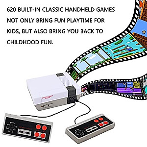 Retro Game Console Mini Classic Game System Built-in 620 Classic Video Games Plug and Play TV Games with 2X 4 Classic Edition Controller for Kids and Adults AV Output