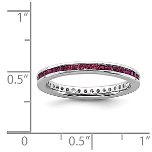 Solid 925 Sterling Silver Stackable Created Ruby Ring Eternity Band Size 9