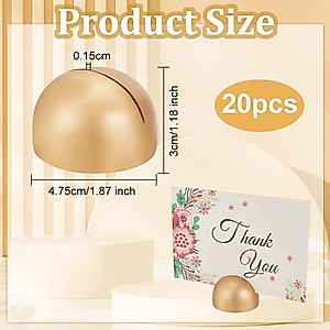 OLYCRAFT 20Pcs Round Table Number Stands Golden Wood Memo Photo Stand 1.5mm Slot Name Card Holders 1.9x1.2 inch Place Card Holders Table Number Holders for Weddings Anniversary Party