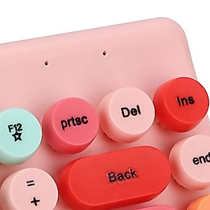 01 02 015 Gaming Keyboard Mouse, Wireless Light Quiet 86 Keys Save Space Keyboard Mouse Combo for Home for PC for Office(Pink Mixed Color)