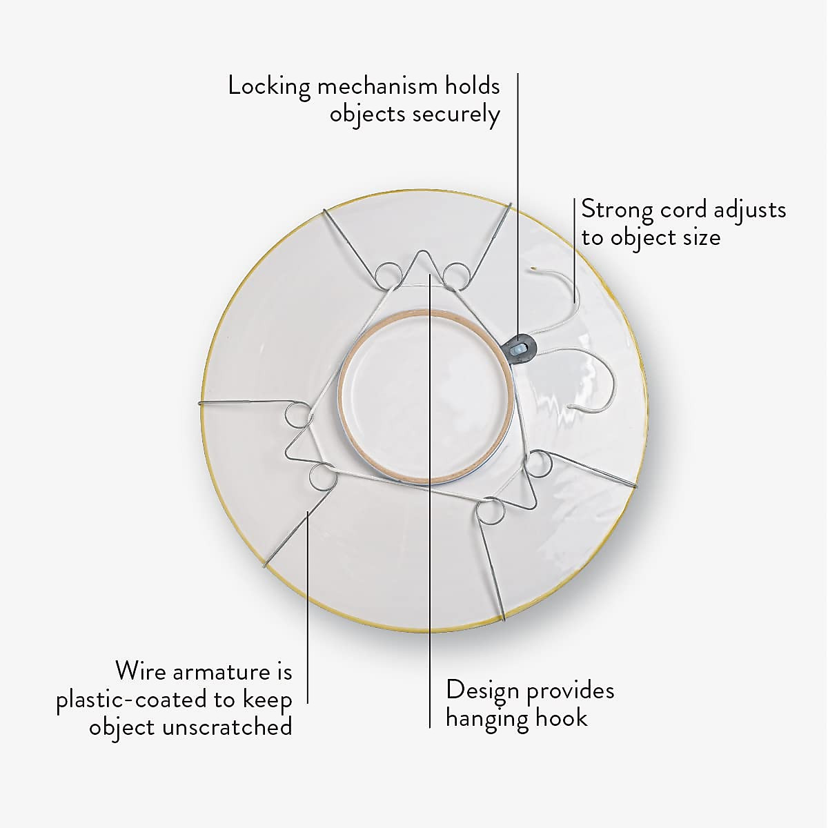 Display Buddie Large Adjustable Plate Hanger for Round Plates, Platters, Bowls & Other Objects 14-22" Diameter and up to 10 lbs. …