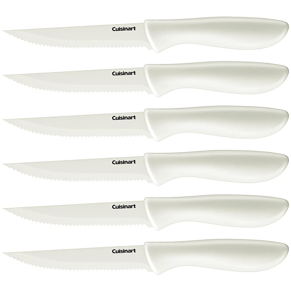 Cuisinart C55-6PCSW Advantage Ceramic Coated Serrated Steak Knife 12 Pieces Set White