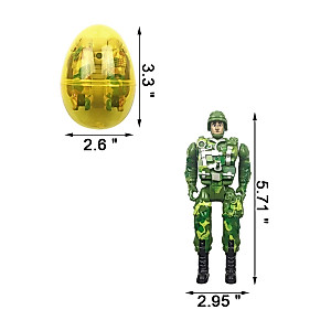 QINGQIU 4 Pack Jumbo Soldier Deformation Easter Eggs with Toys Inside for Kids Boys Girls Easter Gifts Easter Basket Stuffers Fillers