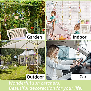 Sun Catchers Hanging Crystals 7 Pieces Suncatcher with Chain Pendant Ornament Crystal Balls for Window Home Garden Decor