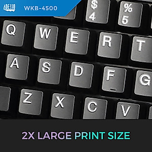 Adesso WKB-4500UB - Wireless Ergonomic Desktop Touchpad Keyboard, Split Keys Design, Palm Rest, Media Control Hotkeys, Long Battery Life - Compatible for Laptop/Desktop, Black