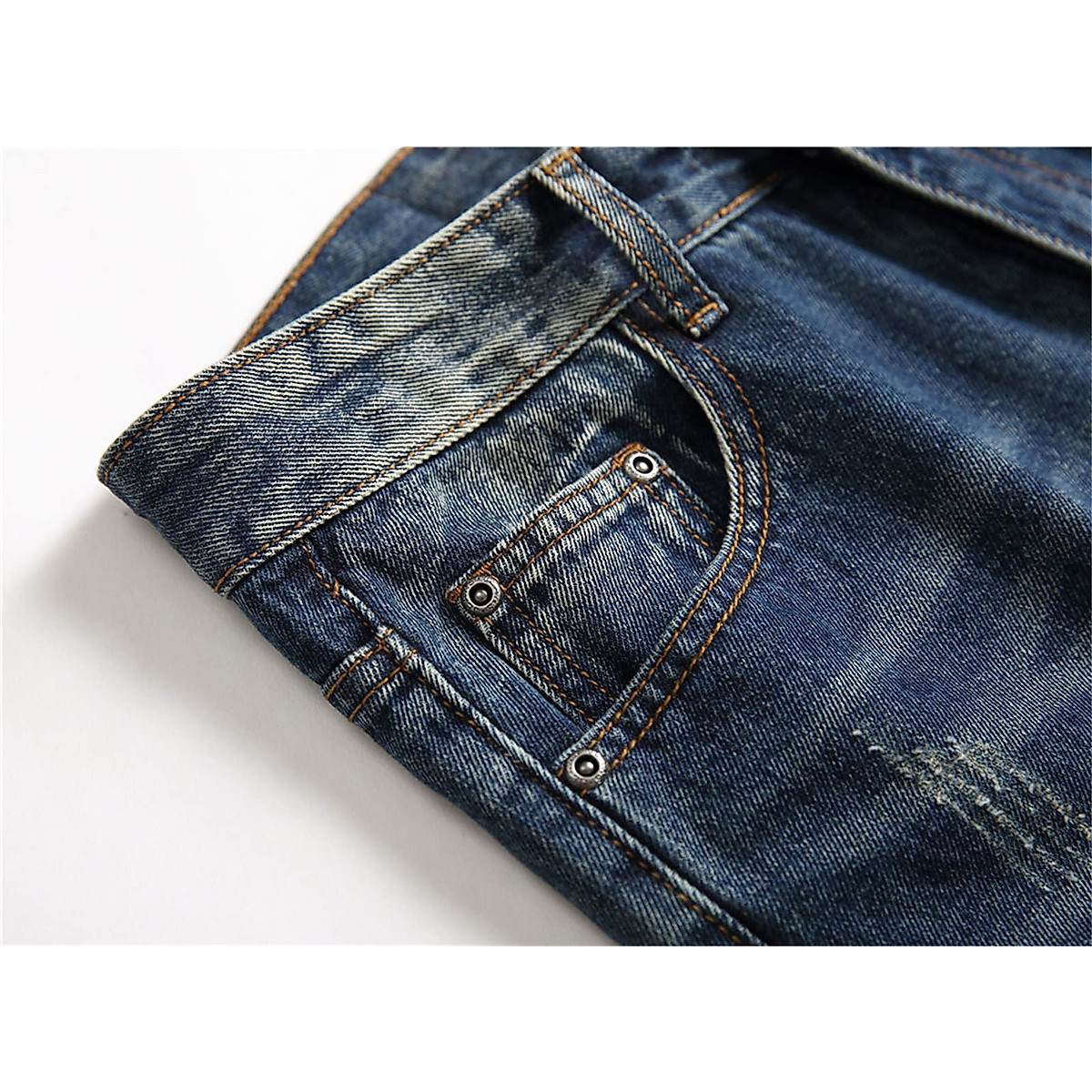 Men's Casual Ripped Jeans Distressed Slim Fit Straight Leg Denim Pants Classic Destroyed Washed Jean Trousers (Blue 1,30)