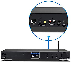 Ocean Digital WiFi Internet Component Radio Tuner (430 mm) WR10 FM/ Ethernet Bluetooth Receiver 2.4" Color Display with Digital Output to Connect Hi-Fi System -Black