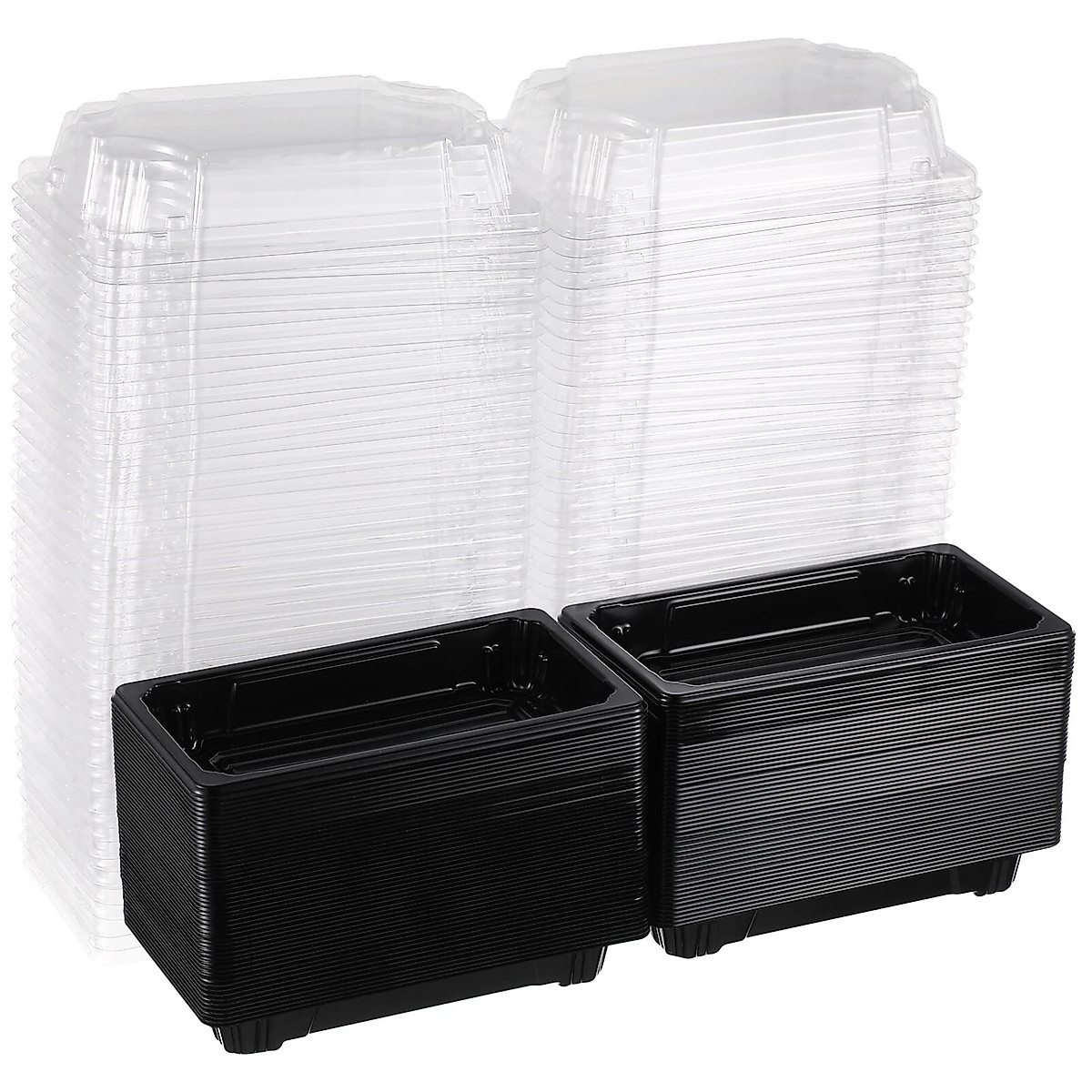 Sushi Containers with Lid: 100 Pcs Black Disposable Sushi Containers Sushi Boxes with Clear Lid Fruit Cake Dessert Container