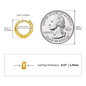 Gold Huggie Hoops: Small 14k Gold Plated Thick Chunky Hypoallergenic Earrings Jewelry for Women Men