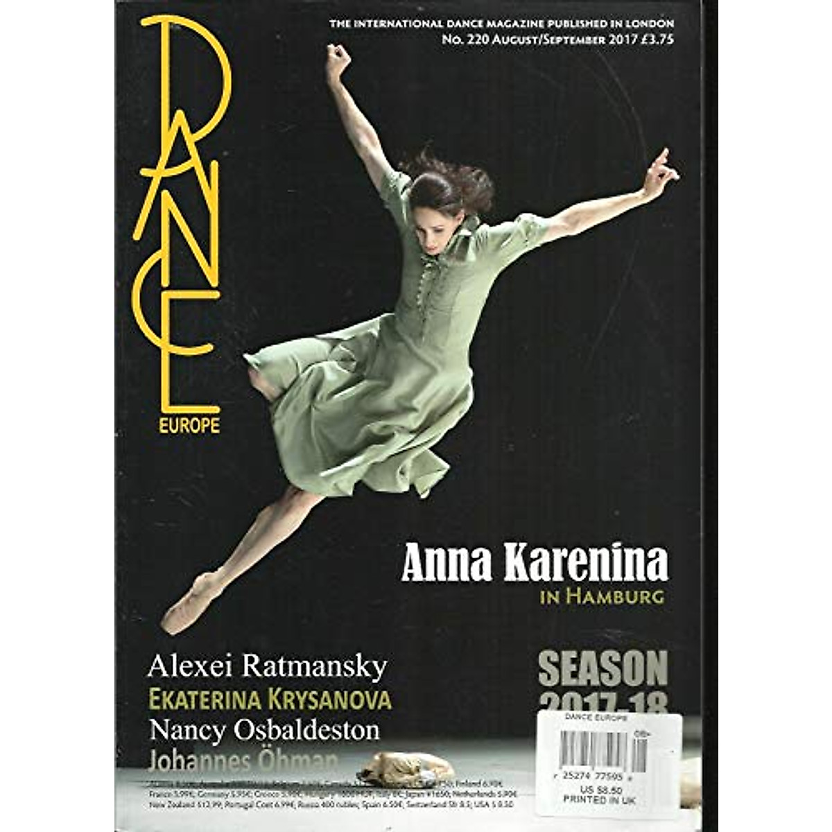 DANCE EUROPE, THE INTERNATIONAL DANCE MAGAZINE, AUGUST/SEPTEMBER, 2017 NO.220
