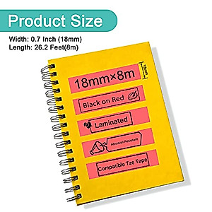 NineLeaf 8 Pack Compatible for Brother P-Touch TZe-441 TZ-441 TZe441 TZ441 Black on Red Label Tape 18mm 0.7 3/4'' Laminated TZe TZ Tape for Ptouch PT-7600 PT-9200DX PT-9200PC PT-9400 Label Maker