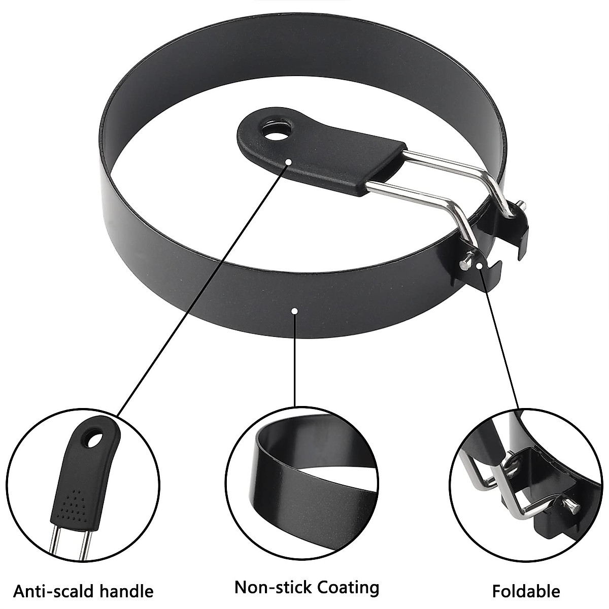 Egg Rings 6 Packs 3 Inch Stainless Steel Nonstick Egg Ring for Frying Eggs Round Cooking Egg Pancake Mold Egg Mold for Griddle (7.5cm*6)