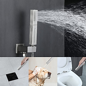 VANFOXLE 10 Inches Bathroom Luxury Rain Mixer Shower Combo Set Wall Mounted Rainfall Shower Head System Brushed Nickel Finish Shower Faucet Rough-In