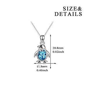 AOBOCO Aquamarine Blue Penguin Necklace for Women Penguin Necklace for Women Sterling Silver Penguin Jewelry Gift for Daughter