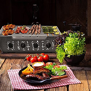 Japanese Style BBQ Grill,14 x 6.9 x 4 inches Portable Barbecue Stove Aluminium Alloy Charcoal Stove with Wire Mesh Grill and Base Japanese Tabletop Household Barbecue Tools