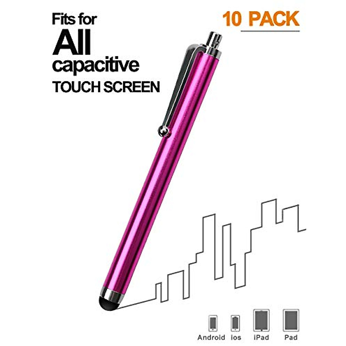 Stylus Pens for Touch Screens, LIBERRWAY Pen 10 Pack of Pink Purple Black Green Silver Universal Screen Capacitive Compatible with Kindle ipad iPhone Samsung