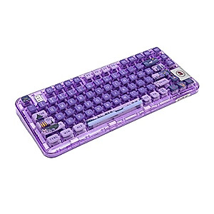 Luqeeg Mechanical Keyboard, 80 Keys Transparent Case Keyboard, Triple Modes Gasket Structure Gaming Keyboard, Wireless Bluetooth Gaming Keyboard 2 Layer Keycaps Design for Office
