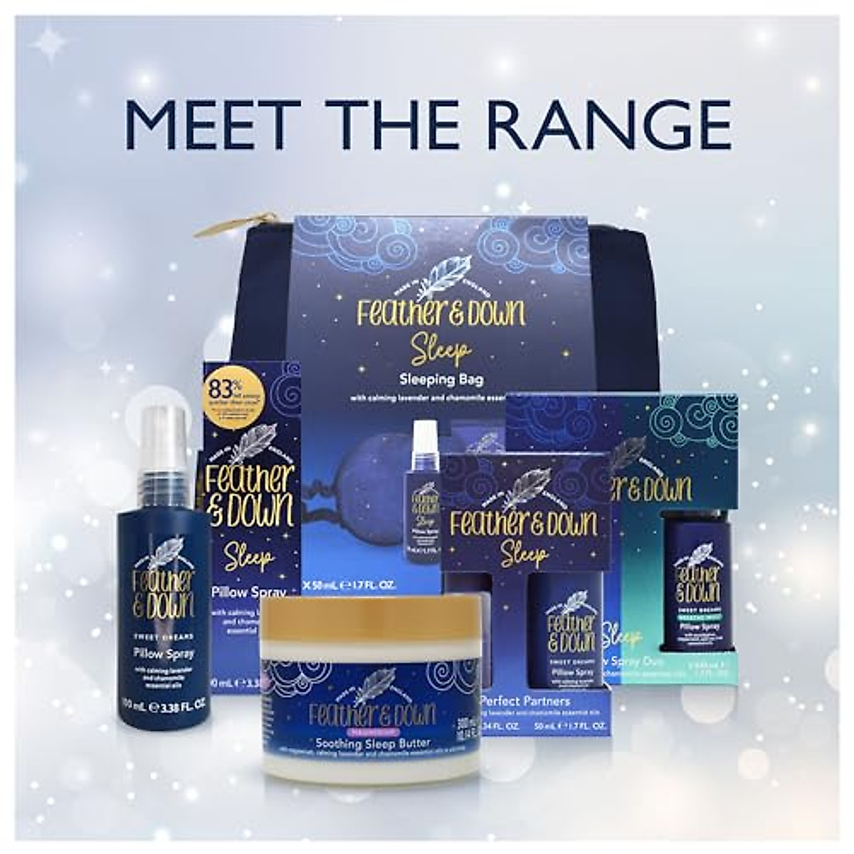 Feather & Down 300ml Magnesium Soothing Sleep Butter, Enriched with Magnesium, Calming Lavender & Chamomile Essential Oils to aid Sleep, Vegan & Cruelty Free