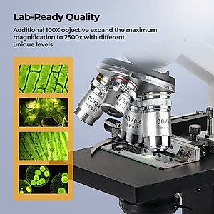 [Constant Temperature] Vabiooth Lab Trinocular Compound Microscope 40X-2500X Magnification with 7" Monitor 5MP E-Eyepiece,Adjustable Thermostat Mechanical Stage for Husbandry,Pet Hospital,Farms