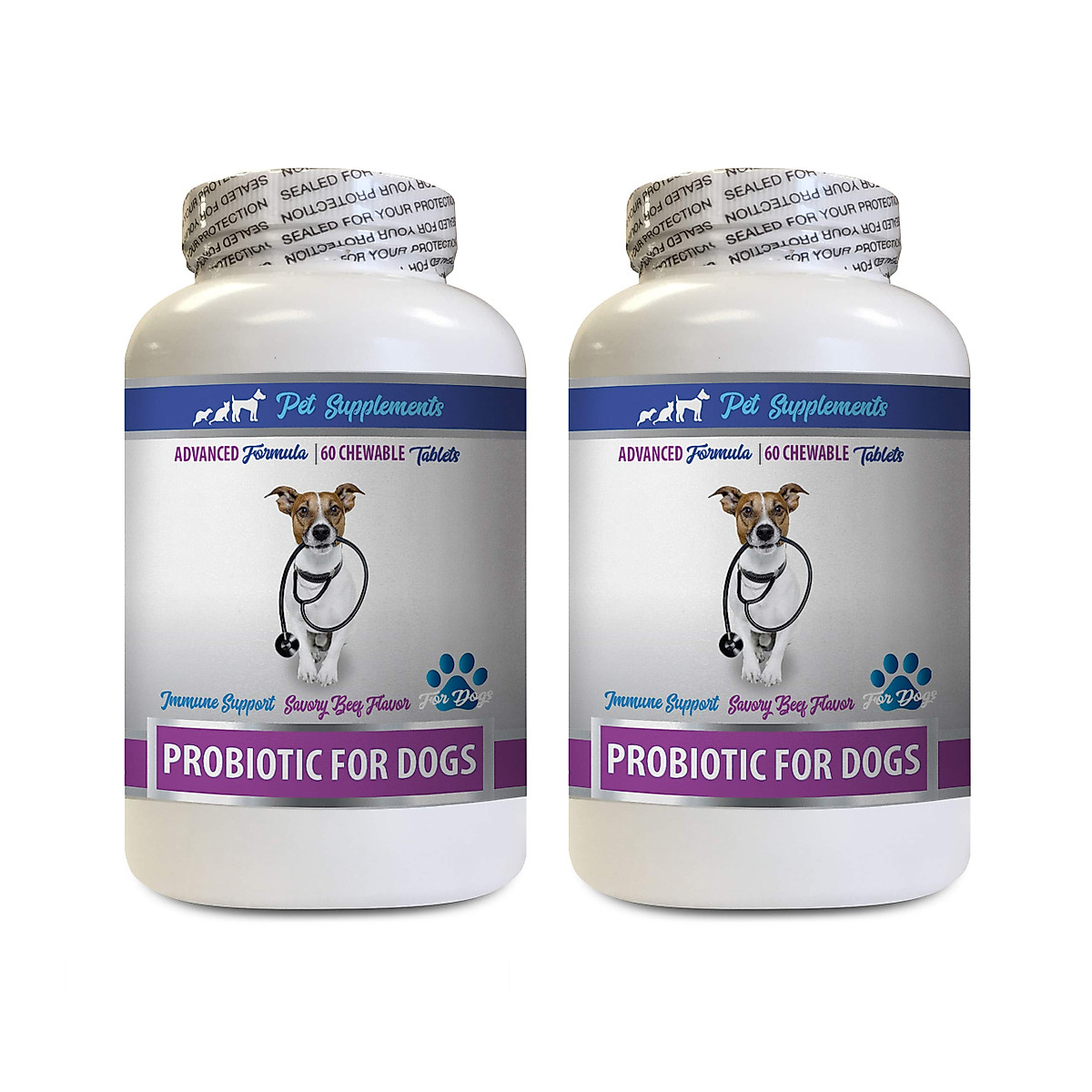Anti Diarrhea Pills for Dogs - PROBIOTICS for Dogs - Healthy Gut - Stop Gas Diarrhea and Bad Breath - Digestive Boost - Dog probiotics Packets - 2 Bottles (120 Treats)