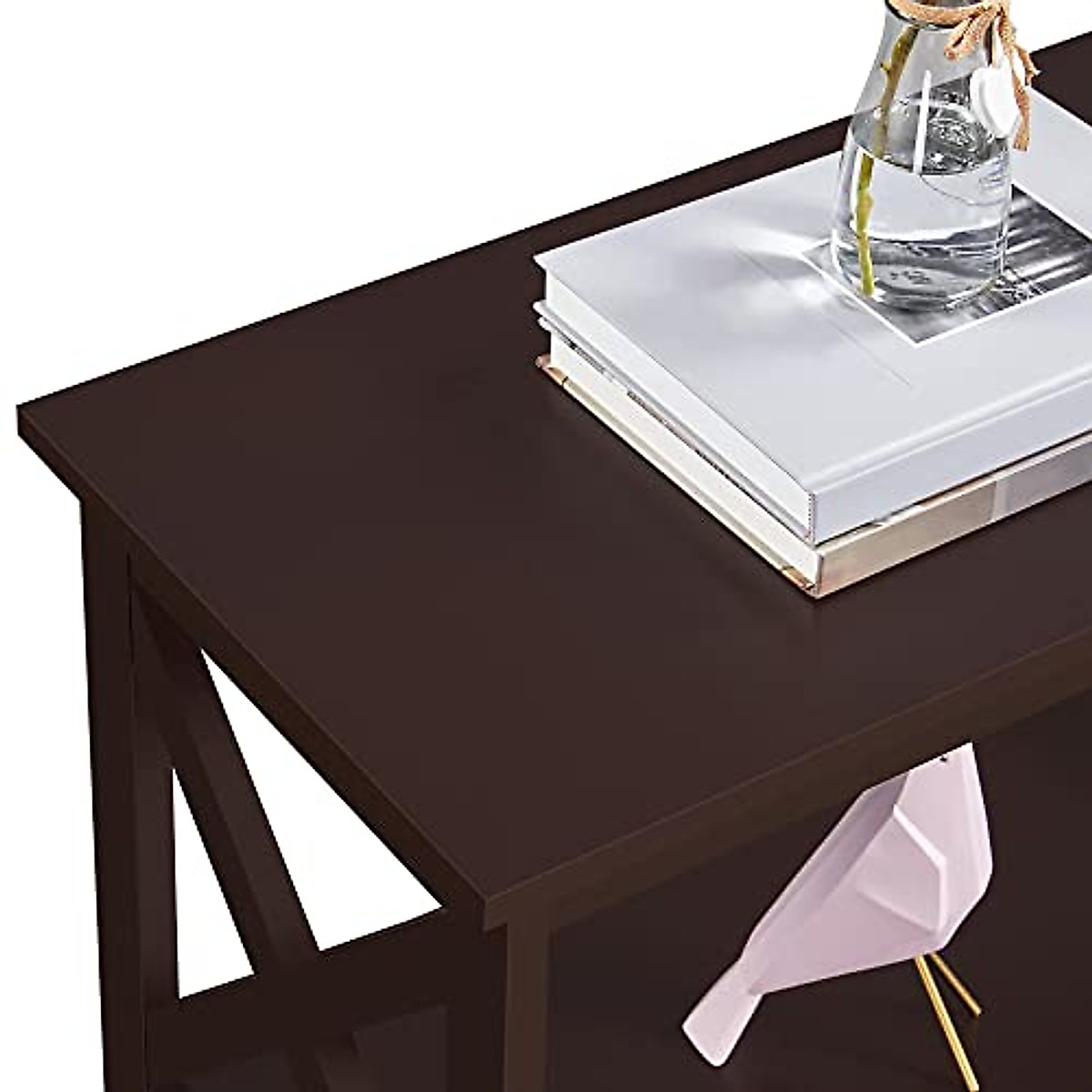 Yaheetech 3 Tier Console Table with 3 Storage Shelves, Entryway Table Sofa Side Narrow Long Table Bookshelf for Hallway Living Room, Accent Furniture, Espresso