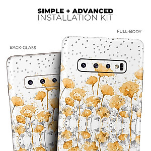DesignSkinz Karamfila Yellow & Gray Floral V2 Protective Vinyl Decal Wrap Skin Cover Compatible with The Samsung Galaxy S20 (Screen Trim & Back Glass Skin)