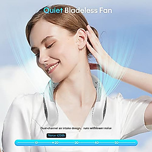 Neck Fan, 5000mAh LED Display Foldable Neck Fans Portable Rechargeable, with 3 Speeds Adjustment and Heat Sink Aluminum Sheet, Hands Free Personal Fan,USB Powered, Portable Neck Fan for Travel Outdoor