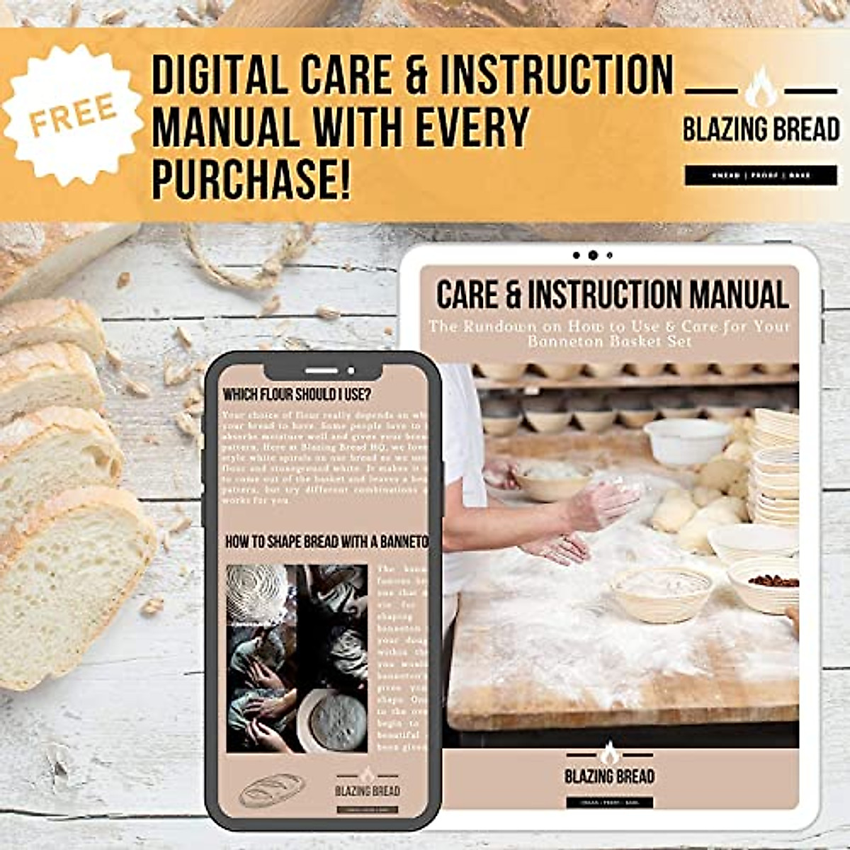 Most Complete Banneton Bread Proofing Basket Set of 2 - Round & Oval Rattan Proofing Baskets, Dough Scraper, Recipe Book - Sourdough Bread Baking Supplies - Perfect Bread Making Tools and Supplies