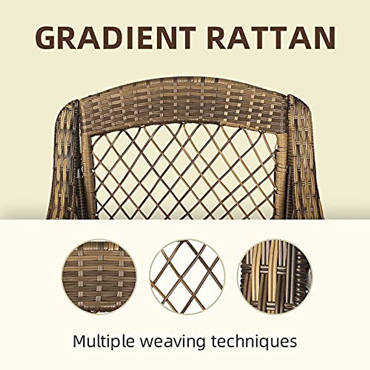 N&V Outdoor Chairs Set Bistro Set 3 Pieces Patio Conversation Set Furniture Set for Balcony Rattan Chairs and Table with Cushions Beige Red Green (RED)