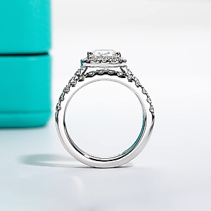 AnuClub 3ct Moissanite Engagement Rings Wedding Band D Color VVS1 Oval Cut 925 Sterling Silver Bridal Ring Sets, Christmas Gift for Women 7