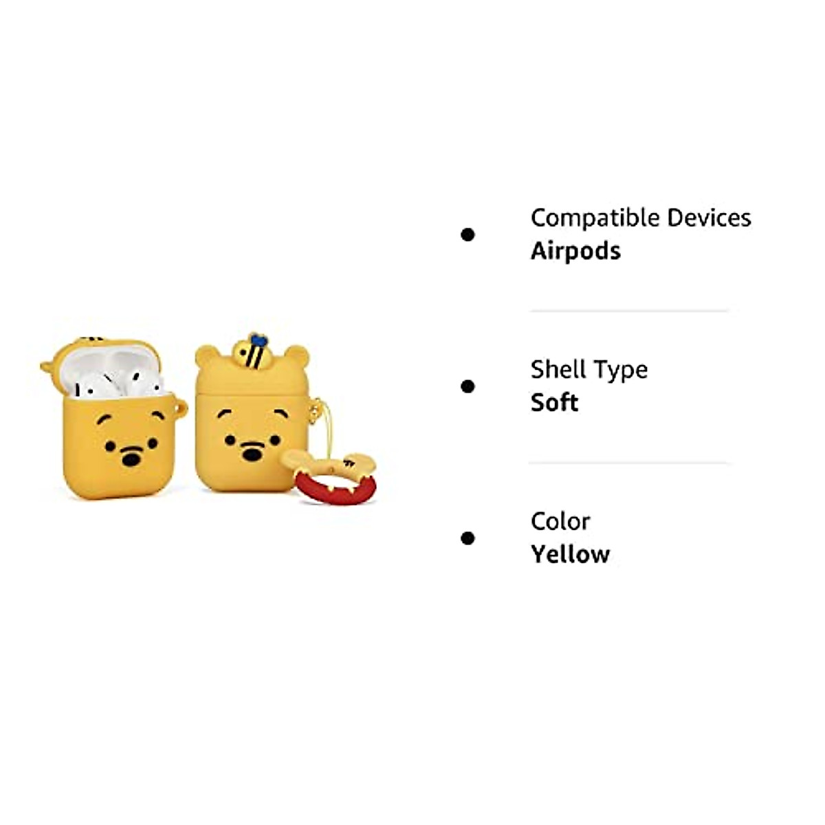 ZAHIUS Silicone Case Funny Cover Compatible for Apple Airpods 1&2[3D Cartoon Pattern][Designed for Kids Girl and Boys](Winnie)