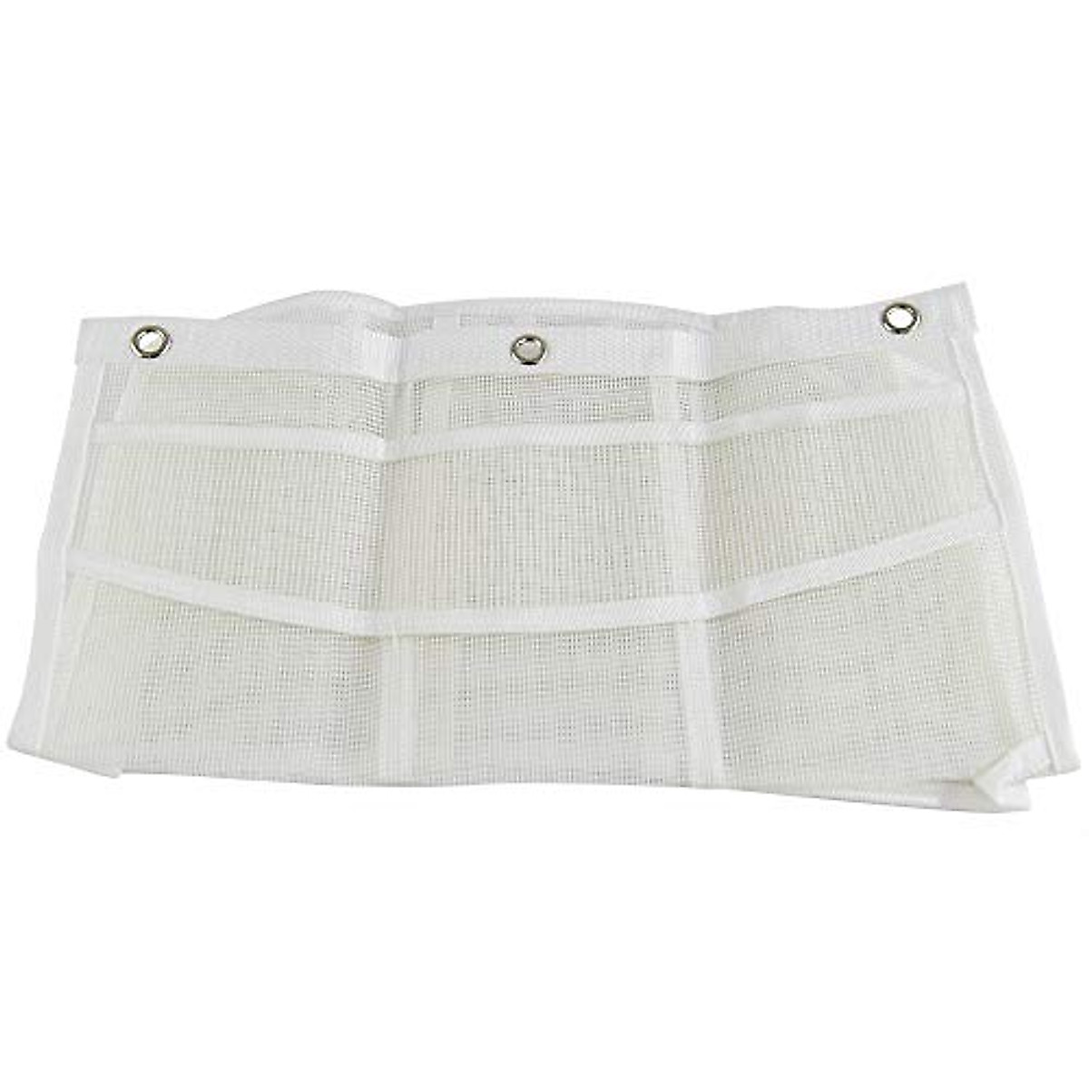 Home-X Hanging Mesh Shower Organizer, Bathroom Shower Organizer for Essentials, Shower Storage Pockets for Shampoo, Conditioner, Soap, and More, 17 ¼" L x 15 ¾" W, White