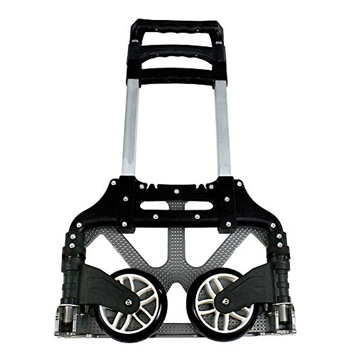 Folding Hand Dolly Truck 170 lb Capacity Aluminum Luggage Carts W/Free Bungee Cord, Collapsible (Black)