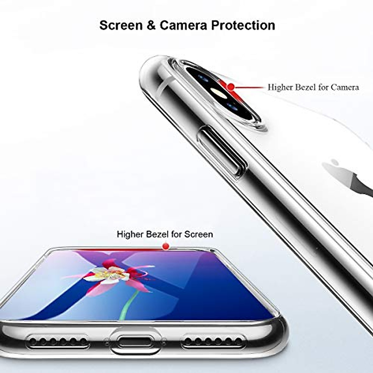 Unov Case Compatible with iPhone Xs Max Case Clear with Design Slim Protective Soft TPU Bumper Embossed Pattern Protective 6.5 Inch (Flower Bouquet)