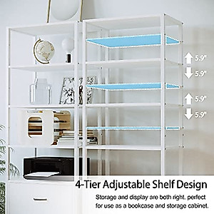 IRONCK Industrial Bookcase with File Cabinet Drawers, 71.6 in Tall Bookshelf 5 Tier, Freestanding Storage Home Office Cabinet Organizer, Rustic Home Decor, White